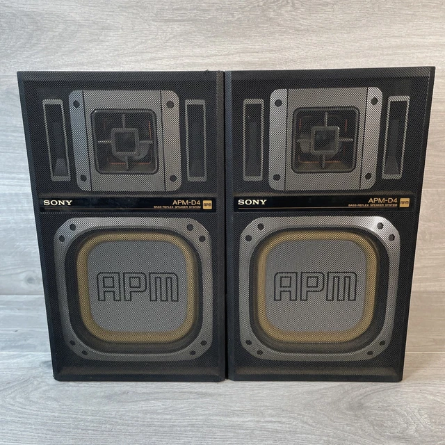 SONY BASS REFLEX Speaker System APM-D4 Black 6 Ohm Pair Tested Working ...