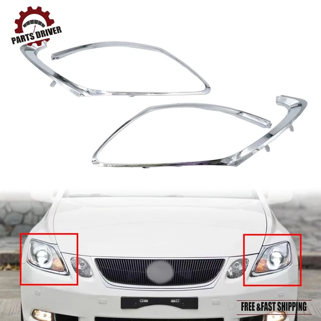 PAIR HEADLAMP ASSEMBLY Rim Bezel Left & Right Chrome Trim Fits 05-2011 ...