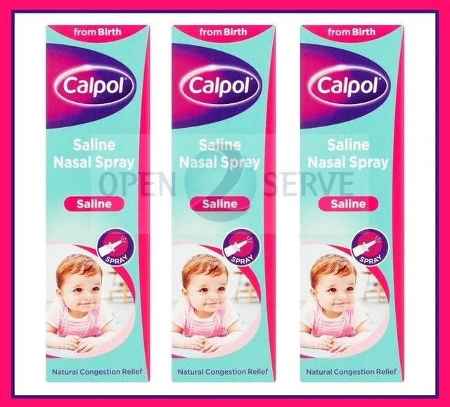 3X CALPOL SALINE Nasal Spray -Natural Congestion Relief- Allergy Cold ...