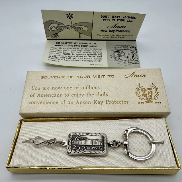 VINTAGE 1960S ANSON Key Protector Keychain "25th Anniversary " Souvenir ...