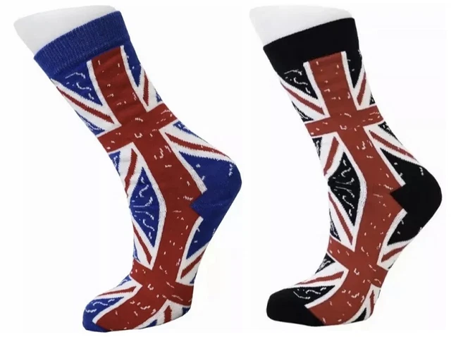 UNION JACK BRITISH UK Flag Vintage Calf Unisex Novelty Fun Gift Socks £ ...