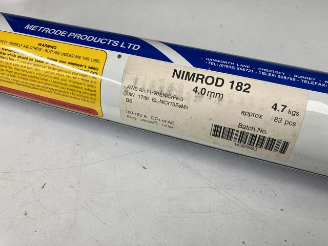NIMROD 182 4MM x 330mm Metrode Nickel Alloy Welding Electrodes Metal ...