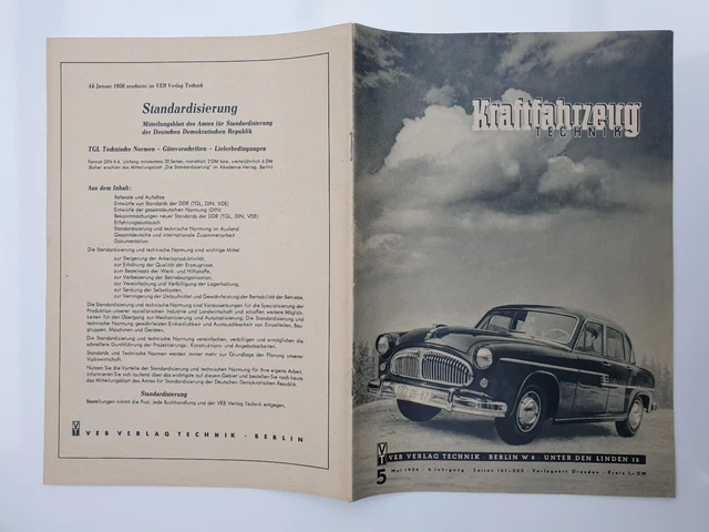 KFT KRAFTFAHRZEUGTECHNIK 5/1956 DDR Rarität Geburtstag Simson MZ ES 250 ...