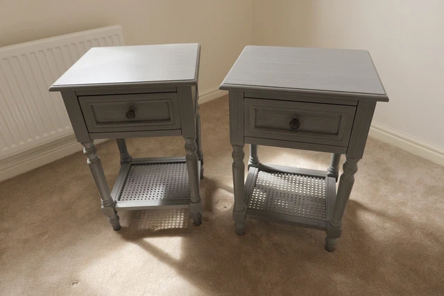 LUCY CANE GREY Bedside Table x 2 Set By Dunelm £40.00 - PicClick UK