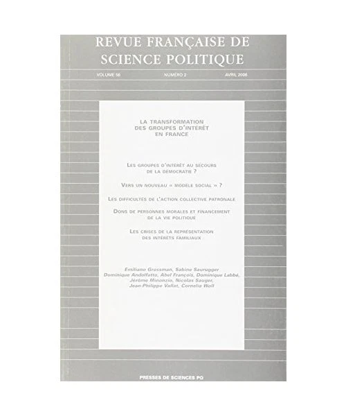 REVUE FRANÇAISE DE science politique, N° 2 - Vomume 56 :, Collectif EUR ...