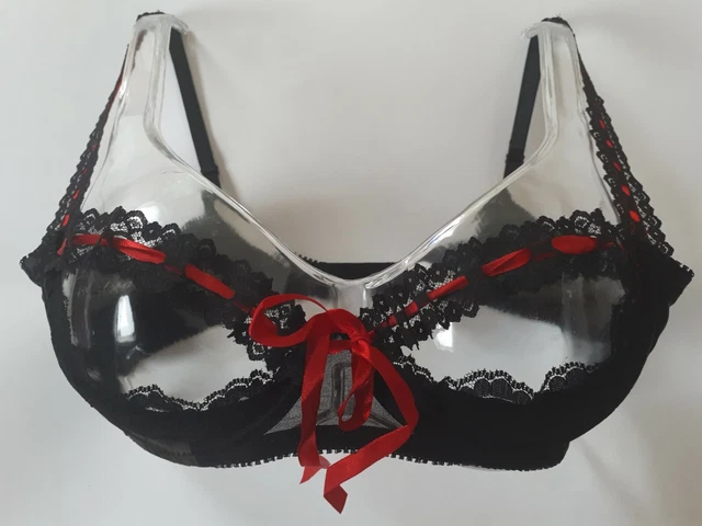 SHIRLEY OF HOLLYWOOD Black Peek-a-boo Open-Cup Bra 32 34 Erotic Boob ...
