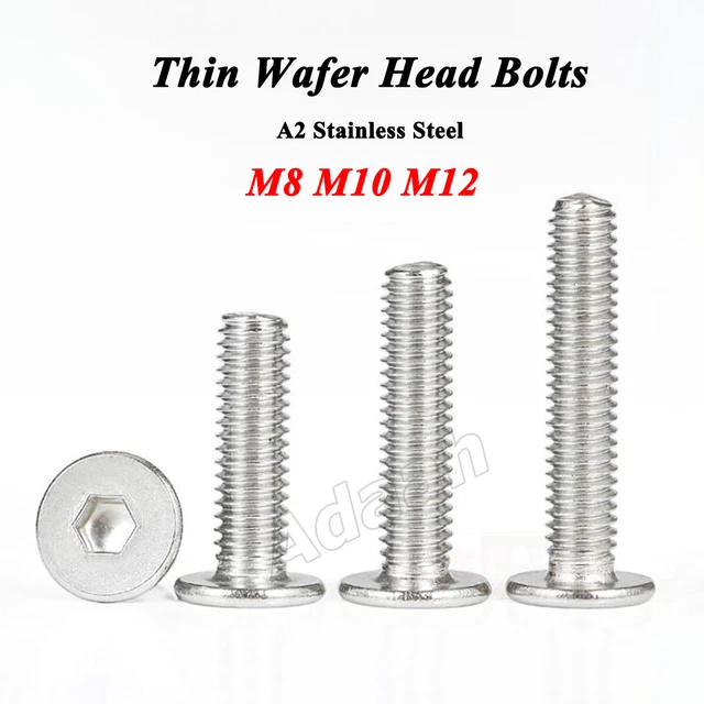 M8 M10 M12 Ultra Thin Wafer Flat Head Low profile Screw Allen Bolts A2 ...