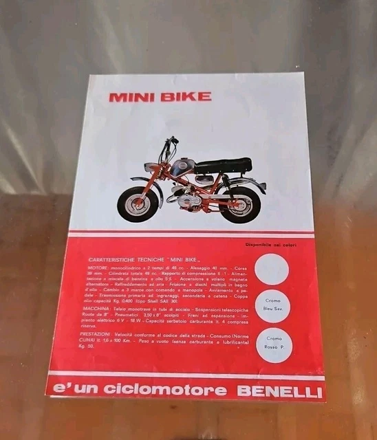 DEPLIANT CARTACEO D'epoca Motociclo Benelli Mini Bike EUR 10,00 ...