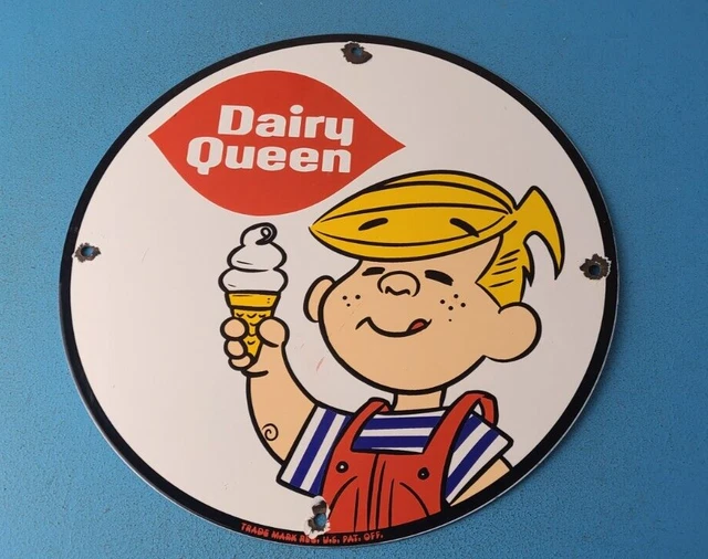 VINTAGE DAIRY QUEEN Sign - DQ Ice Cream Shop Gas Station Pump Porcelain ...