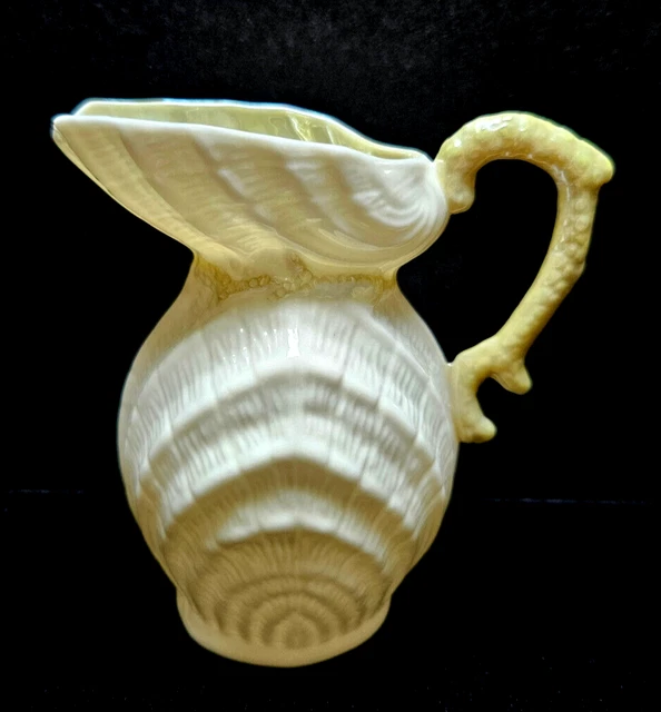 VINTAGE BELLEEK IRISH Porcelain Sea Shell Limpet 4" Luster Pitcher~5th ...