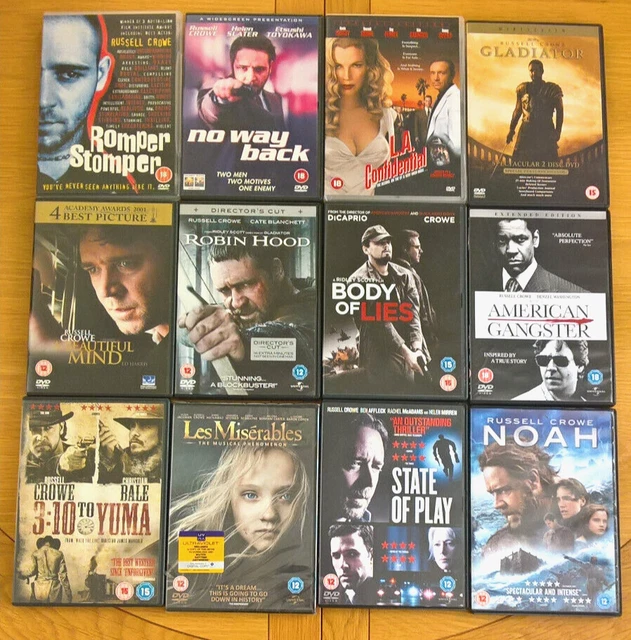 RUSSELL CROWE 12X DVD Collection Gladiator LA Confidential 3:10 To Yuma ...