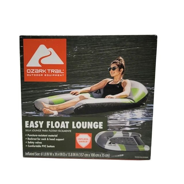 NEW OZARK TRAIL Easy Float Lounge Swimming Inflatable Raft Backrest ...