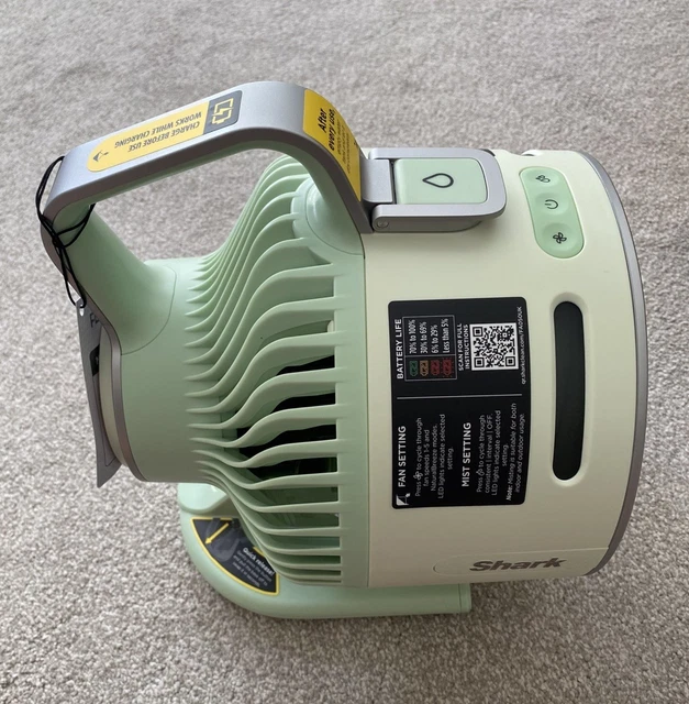 SHARK FLEXBREEZE HYDROGO Cordless Portable Misting Fan Green Brand New ...