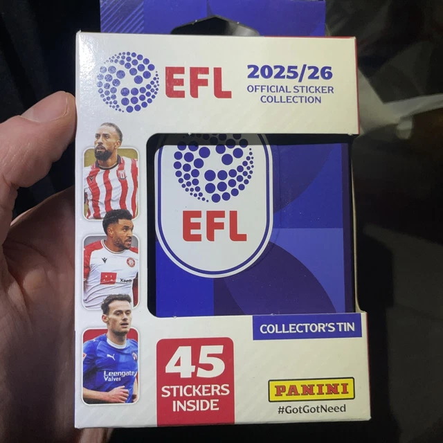 PANINI EFL STICKERS Collectors Tin x9 Packs 2025/26 Official Sticker ...