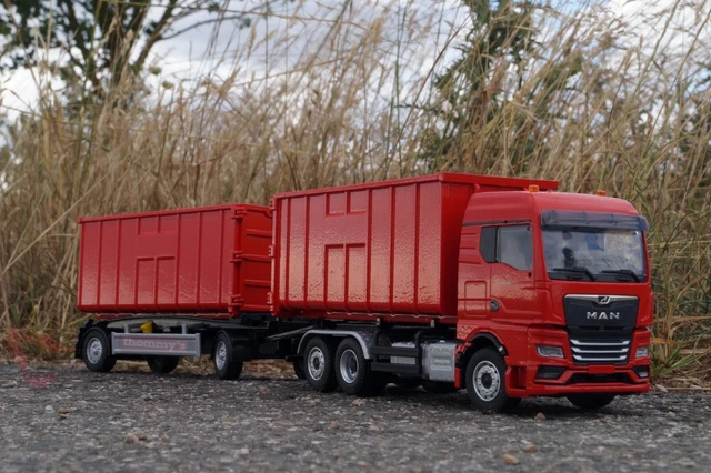CONRAD - MAN TGX GM Meiller Abrollkipper mit Trailer, rot Neu OVP 1:50 ...