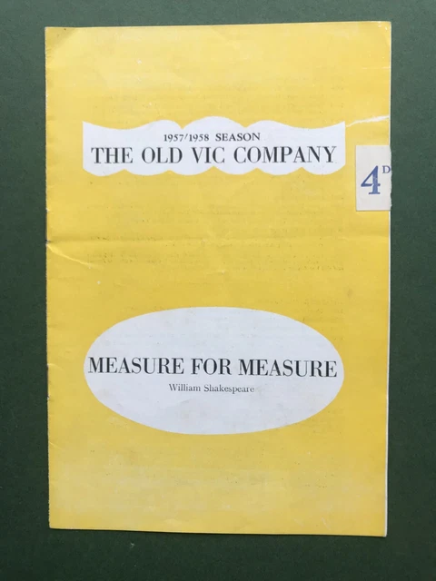 1957 OLD VIC Measure for Measure Programme Barbara Jefford Coral Browne ...