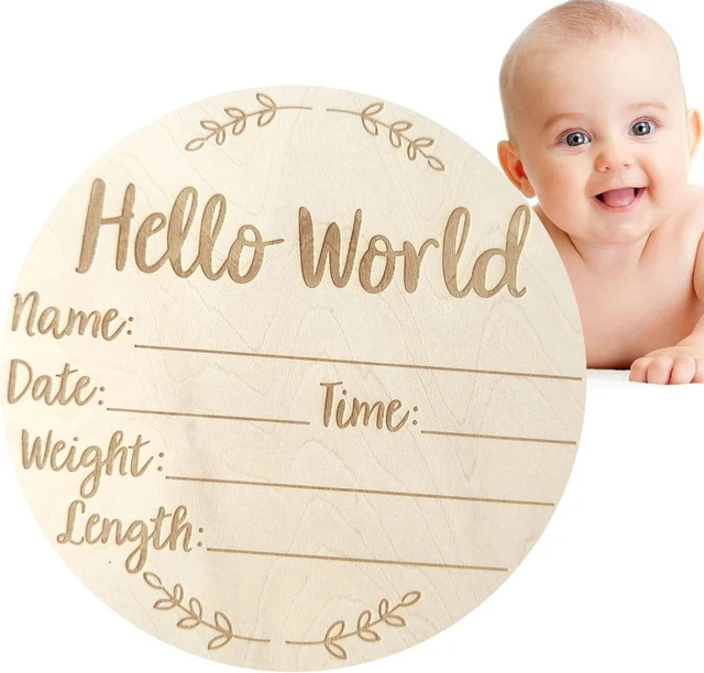 WOODEN BABY ANNOUNCEMENT Sign, Newborn Baby Announcement Sign, 5.9 Inch ...