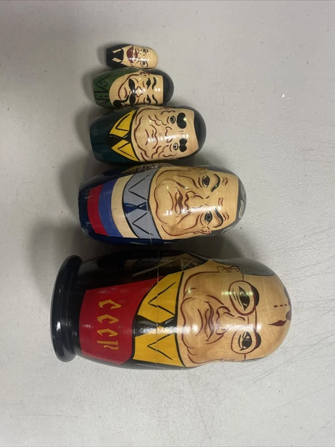 RUSSIAN PRESIDENTS, COMMUNIST Nesting Dolls Set of 5 Soviet Vintage ...