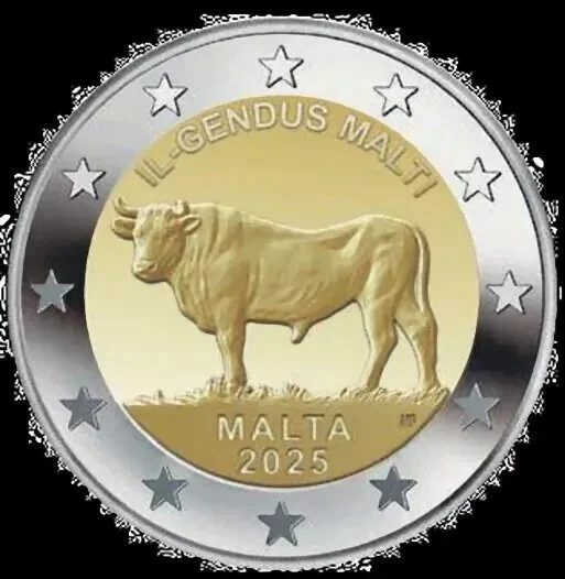 2 COIN MALTA 2 Euro Commemorative 2025 Walled Cities Mdina Maltese & Ox ...