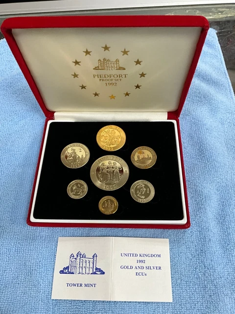 1992 UNITED KINGDOM 7 COIN ECU PIEDFORT PROOF PATTERN SET cased AA-41 $120.00 - PicClick AU