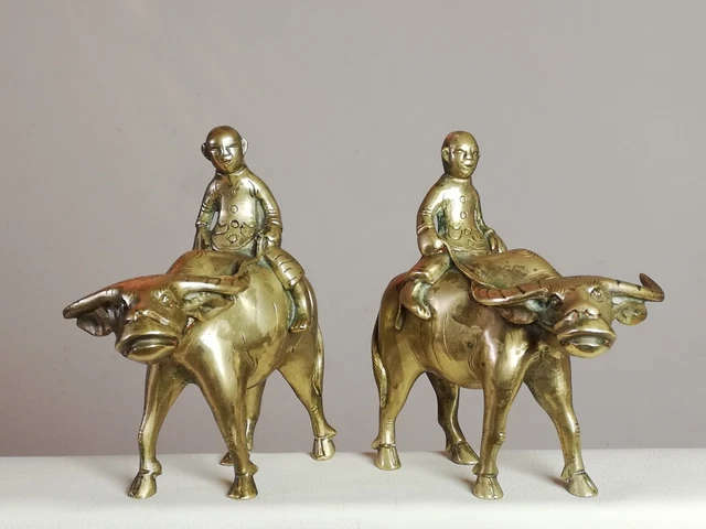 STATUETTES ANCIENNES CHINOISES de buffle et l'enfant en bronze EUR 389 ...