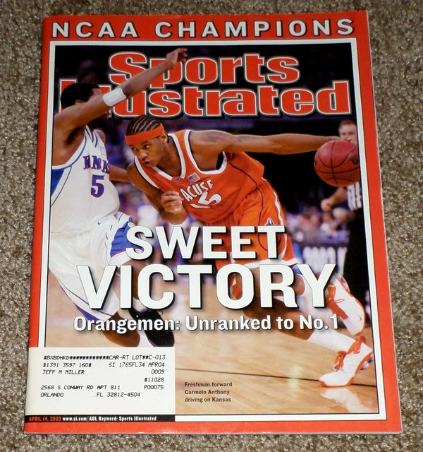 CARMELO ANTHONY SPORTS Illustrated Cover 14 avril 2003 Syracuse NCAA ...