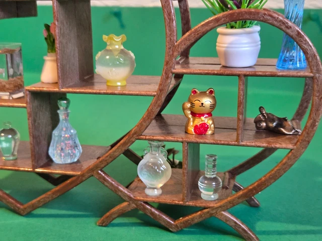 DOLL HOUSE MODEM hearts intwined brown shelving with fish tank/plants ...