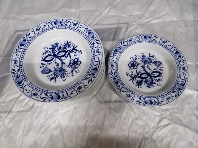 KAHLA PORZELLAN DDR Zwiebelmuster Indisch Blau Teller 12x Suppe ...