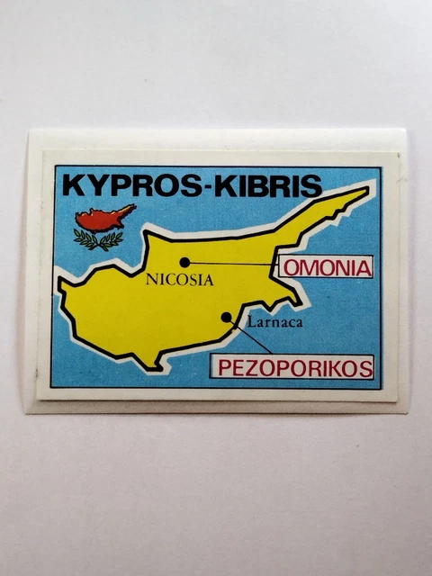 FIGURINA FOOTBALL CLUBS PANINI 1975 MAP OF CYPRUS n 169 REC EUR 1,80 ...