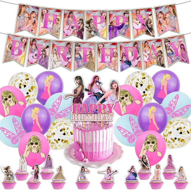 TAYLOR SWIFT BIRTHDAY Party Banner Balloons Cake Topper Supplies ...