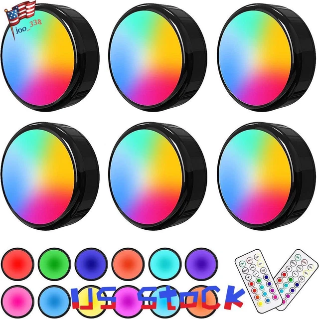 RGBW WIRELESS LED Puck Lights Color Changing Closet Under Cabinet ...