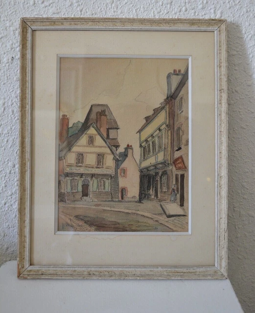 TABLEAU AQUARELLE ET Crayon encadré sous verre signature à déchiffrer EUR 6,00 - PicClick FR
