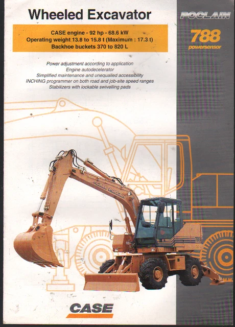 CASE POCLAIN &788& Wheeled Hydraulic Excavator Brochure Leaflet £5.50 ...