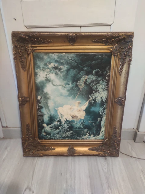 ANCIEN TABLEAU HUILE sur toile signé scene de genre balancoire EUR 59,00 - PicClick FR