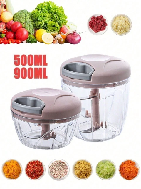 MANUAL VEGETABLE CHOPPER Hand Pulled Mini Food Processor Garlic Onion ...