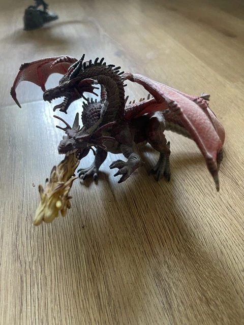 PAPO 2 HEADED Fire - Breathing Red 9" Dragon 2005 Fantasy Mystical ...