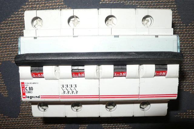 DISJONCTEUR TETRAPOLAIRE 80A Courbe C, Legrand 4Poles, Triphase +N ...