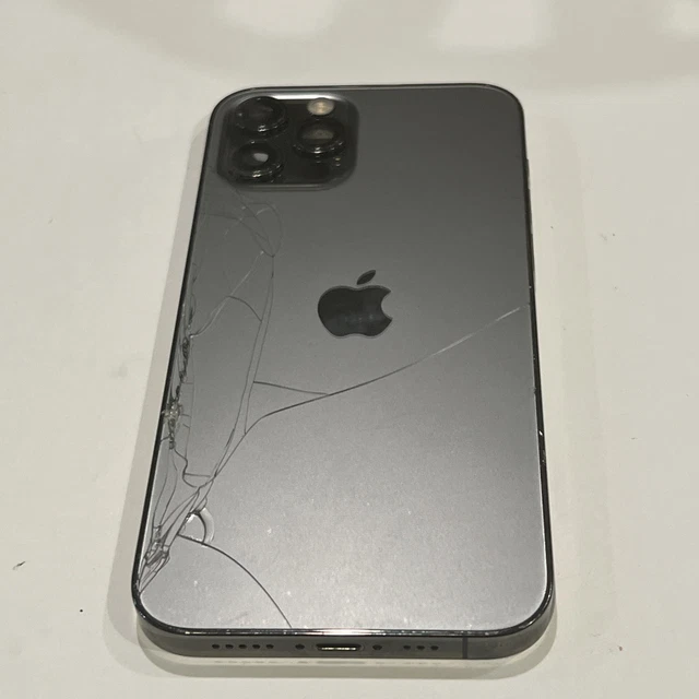 APPLE IPHONE 12 pro grey back rear housing glass Broken For Parts $10. ...