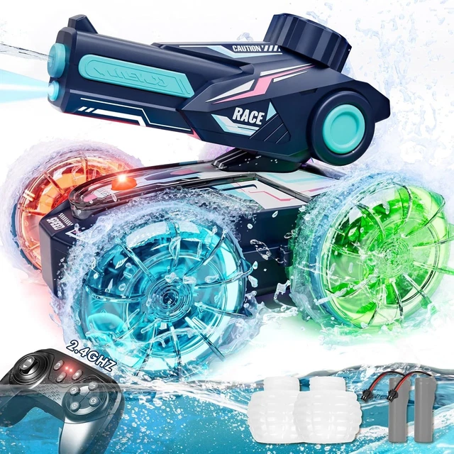 3-IN-1 AMPHIBIOUS RC Car with Water Gun & LED Lights – Kids Outdoor Toy ...