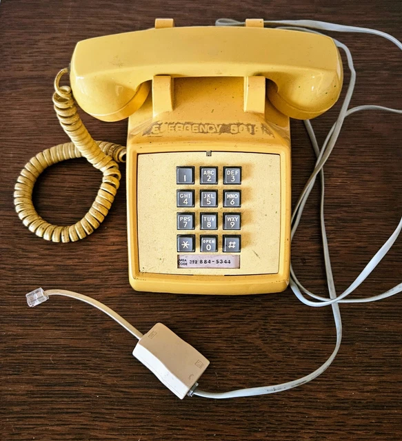 VINTAGE WESTERN ELECTRIC Yellow Push Button Desk Telephone! £28.60 ...