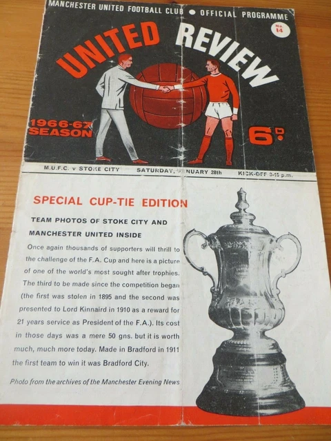 1966/67 MANCHESTER UNITED v Stoke City FA Cup programme £1.00 - PicClick UK