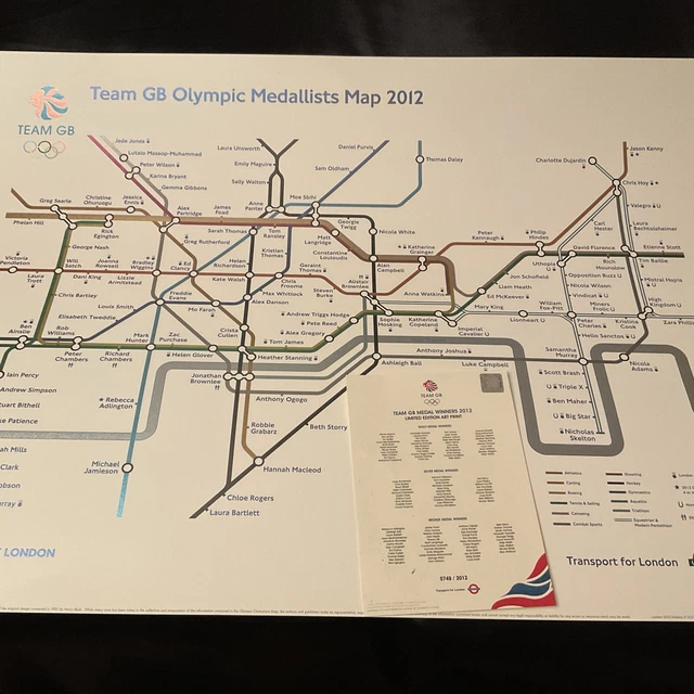 LONDON UNDERGROUND MAP 2012 OLYMPICS ~ Limited Edition Large Print 749/ ...