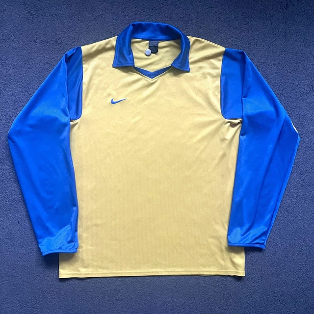 VINTAGE 00S NIKE Football Shirt Template Long Sleeve Collar XL 90s ...