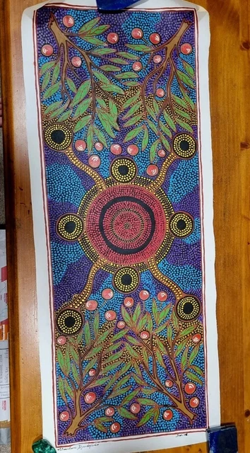 LARGE ORIGINAL VINCENT Sambono Djambajimba BUSH ORANGE Aboriginal Art ...