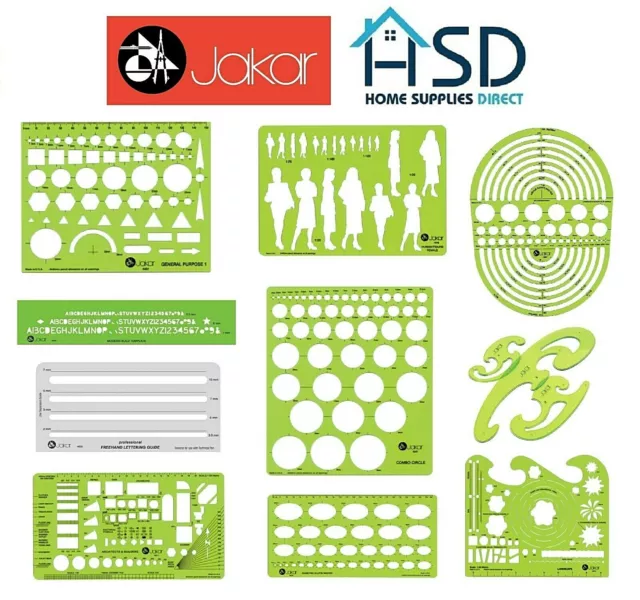 JAKAR STENCILS TEMPLATES Architectural Technical Artist Design Drawing ...