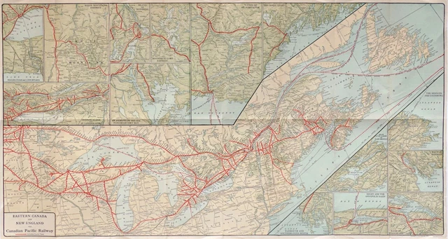 1920S CANADIAN PACIFIC Railroad Route Map, including Maine and White ...