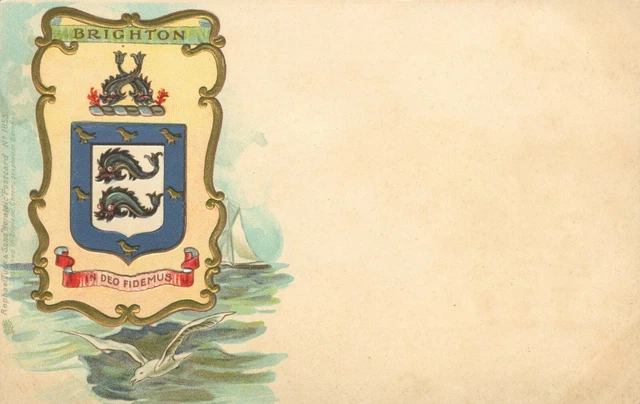 BRIGHTON COAT OF Arms Tuck Heraldic Series No.1855 Embossed, Gilded ...