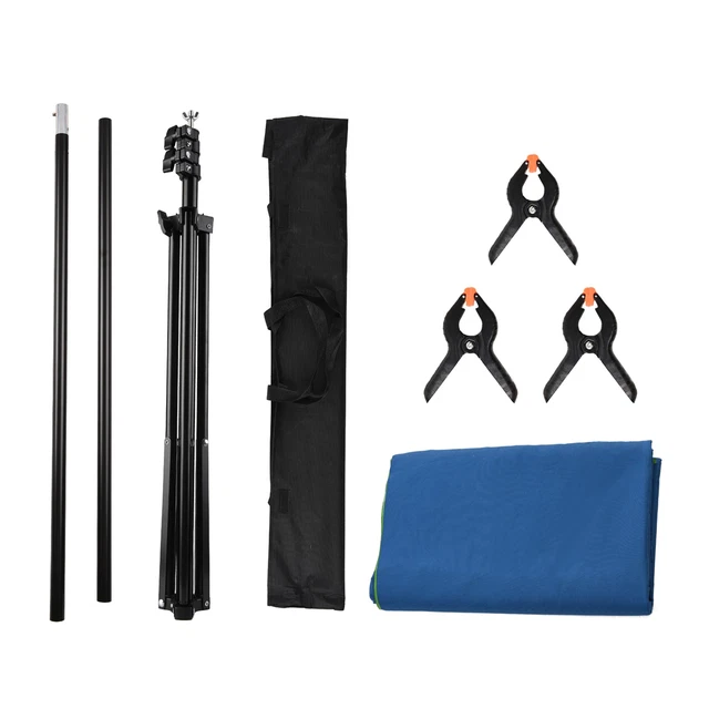 PROFESSIONAL PHOTO BACKDROP Kit 1.5x2m Blue Green Clamps Light Stand ...