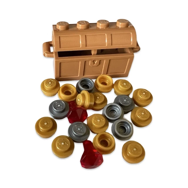 LEGO TREASURE CHEST In Nougat with Gold & Silver Coins& Gems - Pirate ...