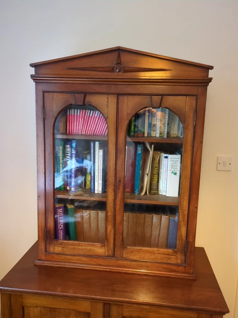 GLASS FRONTED VICTORIAN cabinet mounted bookcase display unit double ...